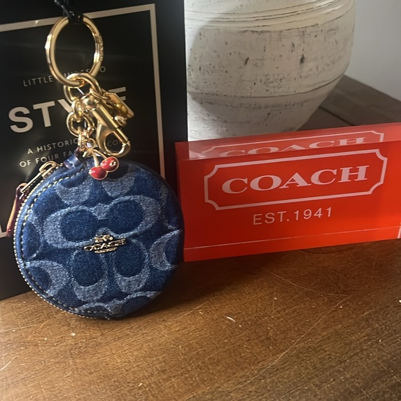 Coach | Bags | Coach Circular Coin Pouchbag Charm In Signature Jacquard ...